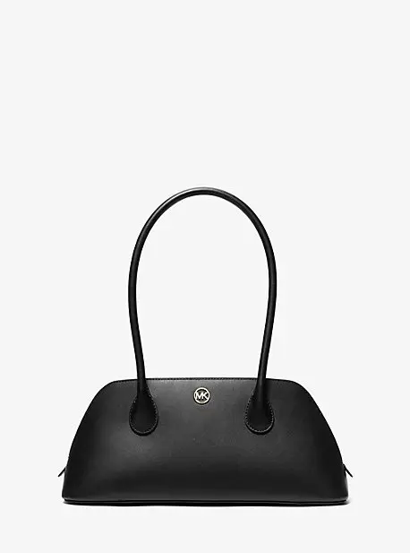 Michael Kors Petra Medium Leather Shoulder Bag - Black