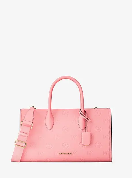 Michael Kors Mirella Medium Logo Debossed Satchel - Pink