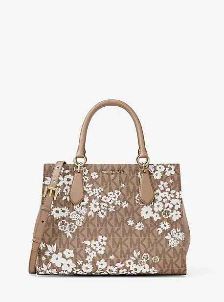 Michael Kors Printed Signature Logo Satchel - Brown