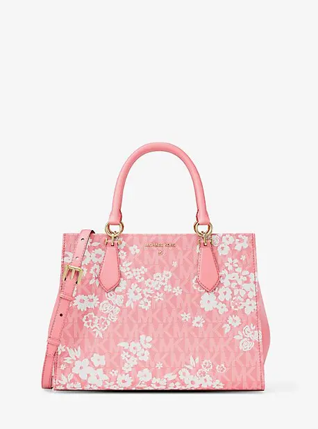 Michael Kors Printed Signature Logo Satchel - Pink