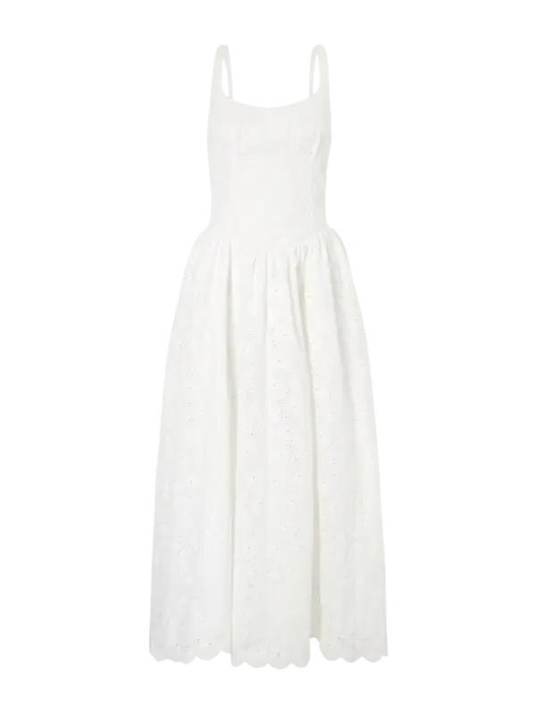 Faithfull The Brand Milana Broderie Anglaise Midi Dress - White