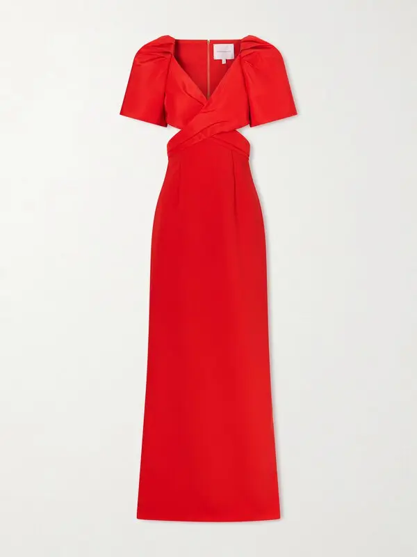 Carolina Herrera Cut-out Silk-faille And Crepe Gown - Red