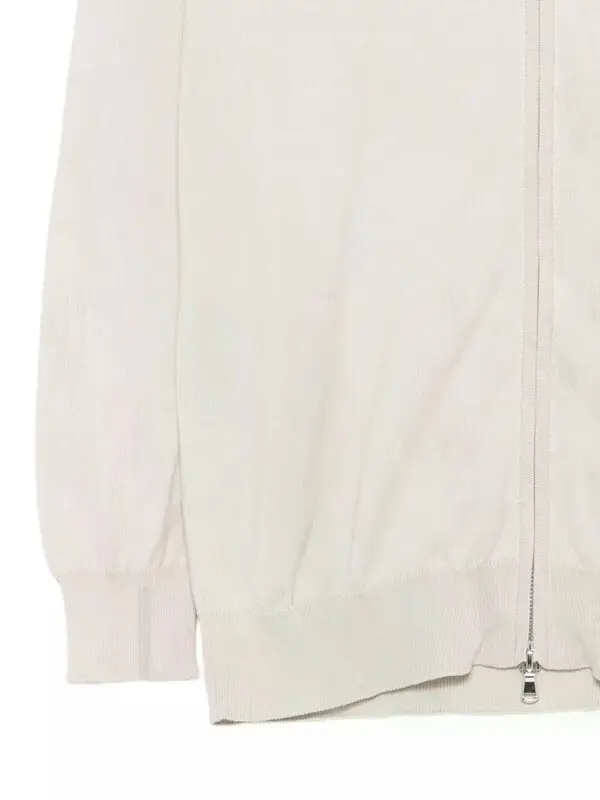 KANGRA Zip Ribbed Cardigan - Neutrals