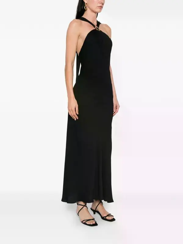FORTE_FORTE Ring Halterneck Maxi Dress - Black