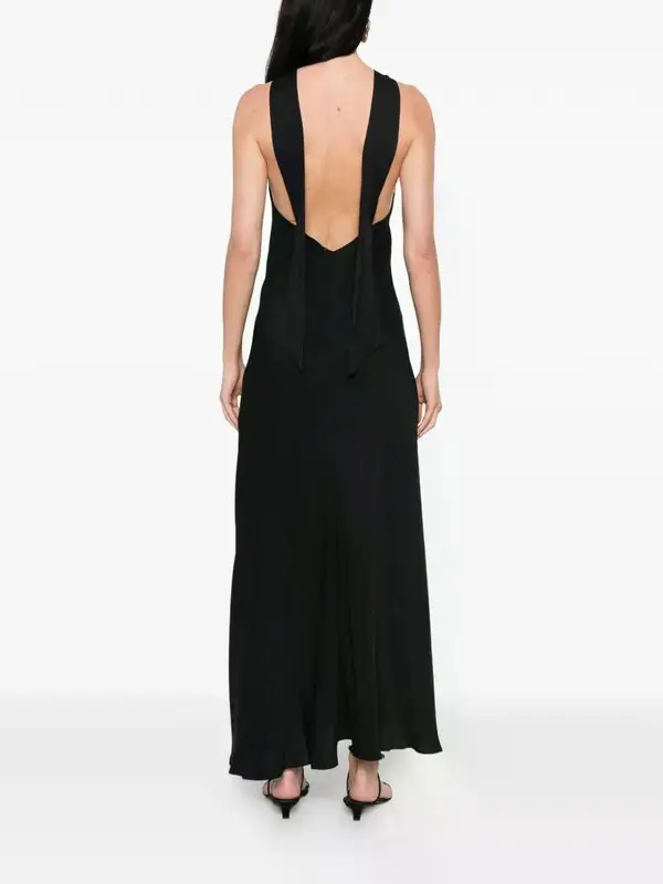 FORTE_FORTE Ring Halterneck Maxi Dress - Black