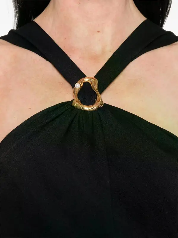 FORTE_FORTE Ring Halterneck Maxi Dress - Black