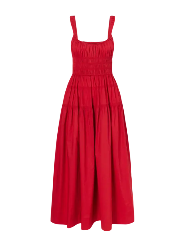 DÔEN Organic Cotton-poplin Midi Dress - Red