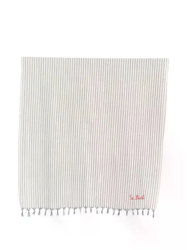 MC2 SAINT BARTH Striped Tasselled Beach Towel - Neutrals