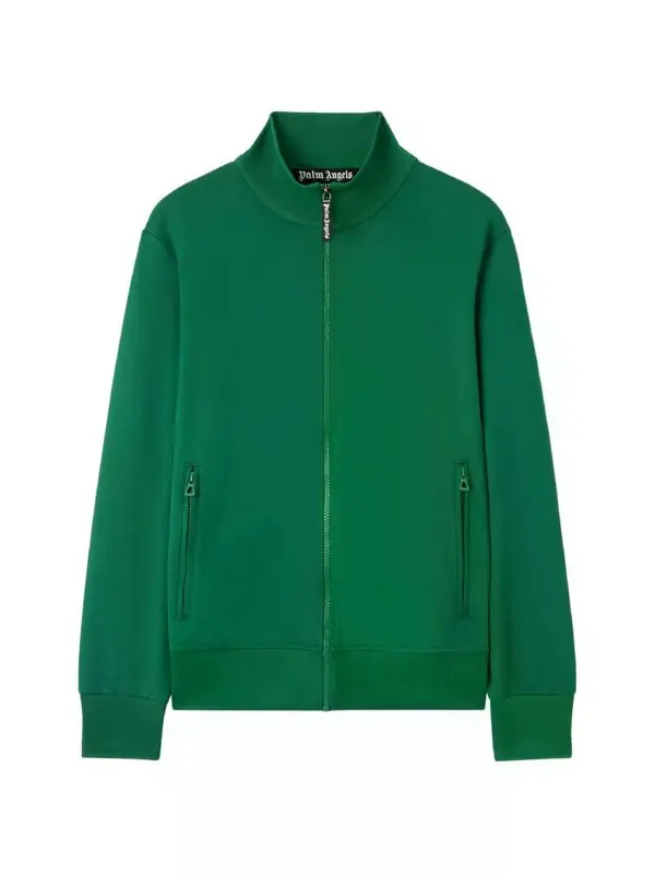 Palm Angels Curved Logo Zip-up Sweater - Green