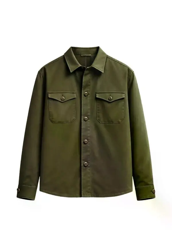 FRANZESE COLLECTION Chest Pockets Button-down Shirt Jacket - Green