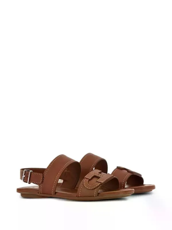 Hogan Leather Flat Sandals - Brown