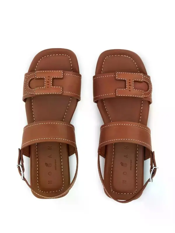 Hogan Leather Flat Sandals - Brown
