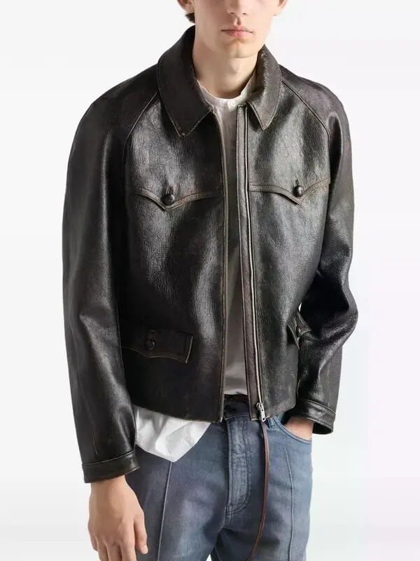 Prada Nappa Leather Jacket - Brown