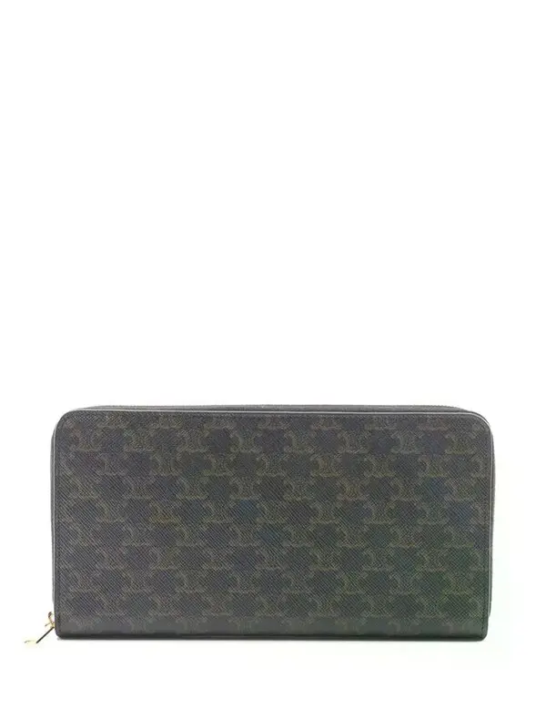 Celine 2010-2026 Triomphe Coated Canvas Wallet Long Wallets - Black