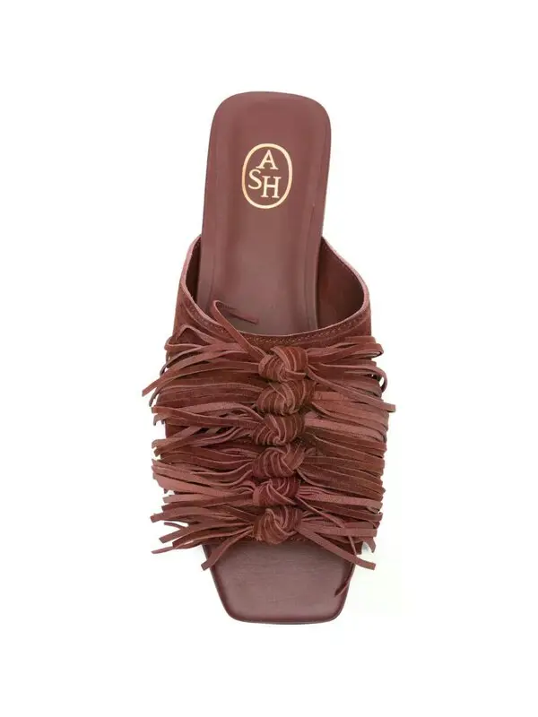 Ash Fringed Flat Sandals - Brown