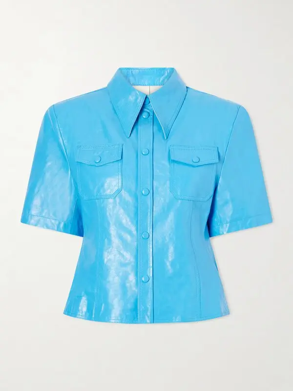 WILLY CHAVARRIA Chavela Glossed-leather Shirt