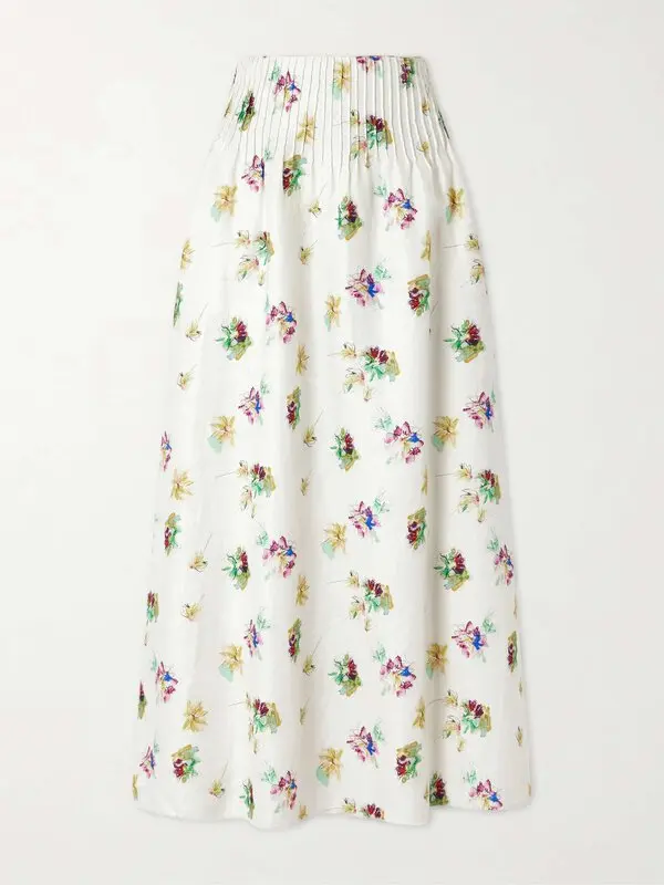 Gabriela Hearst Penelope Floral-print Linen Maxi Skirt - Ivory