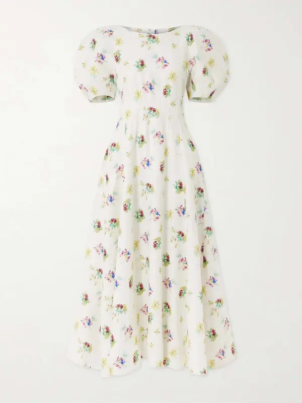 Gabriela Hearst Ranya Floral-print Linen-twill Dress - Ivory