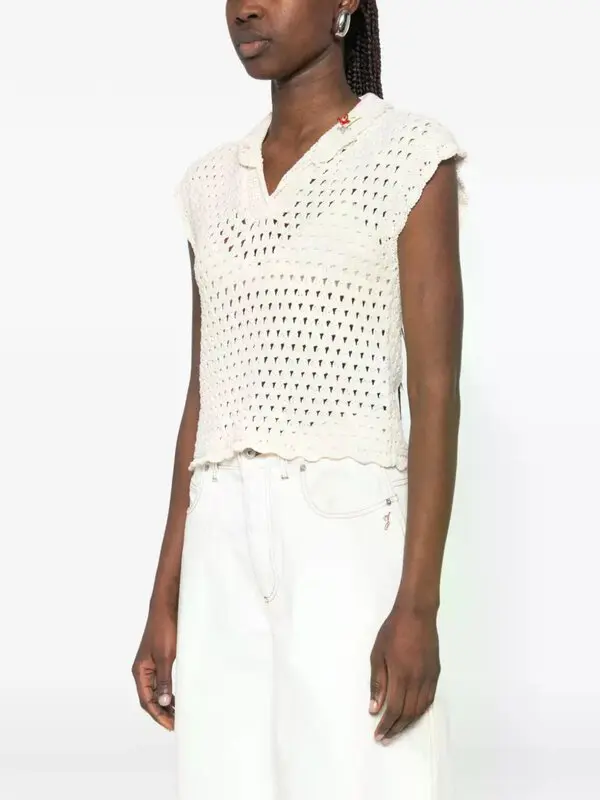 FORTE_FORTE Bead-appliqué Crochet Top