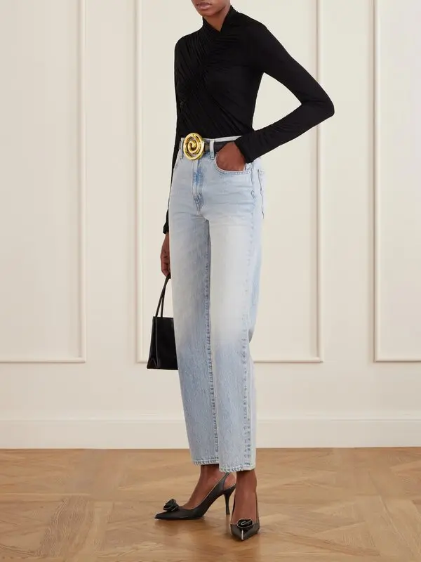 Magda Butrym Rose Leather Slingback Pumps