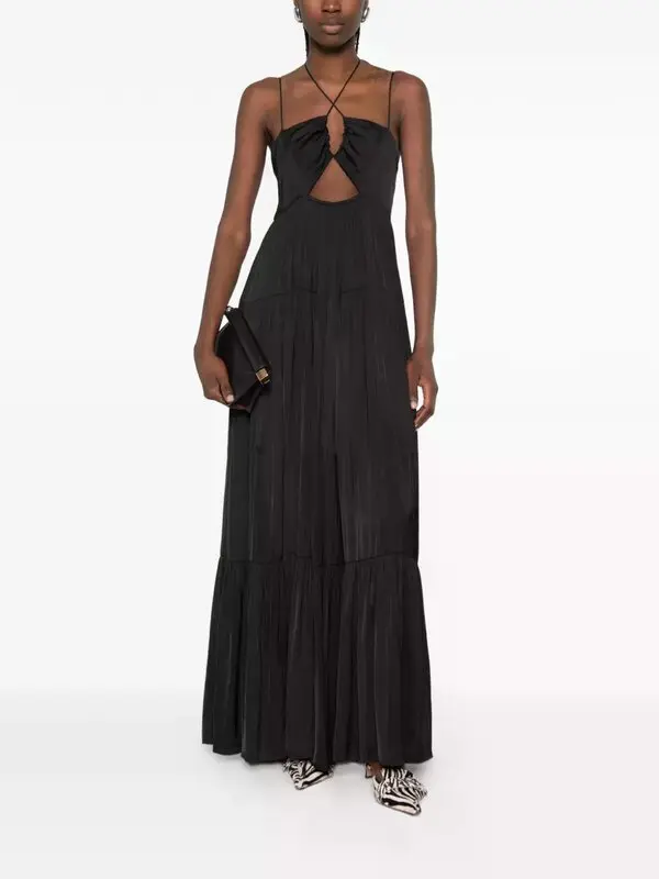 Patrizia Pepe Maxi Cut-out Satin Dress - Black