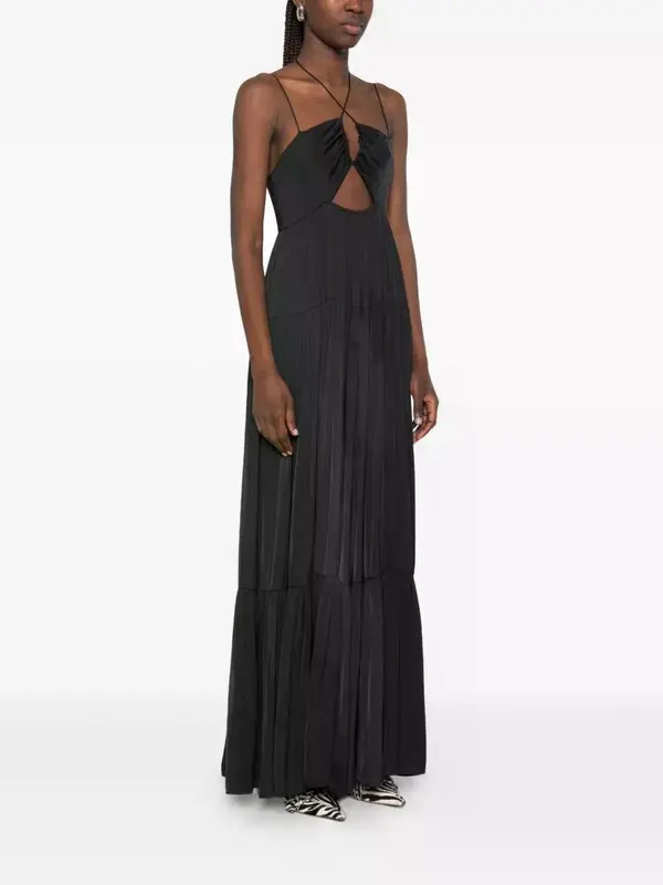 Patrizia Pepe Maxi Cut-out Satin Dress - Black