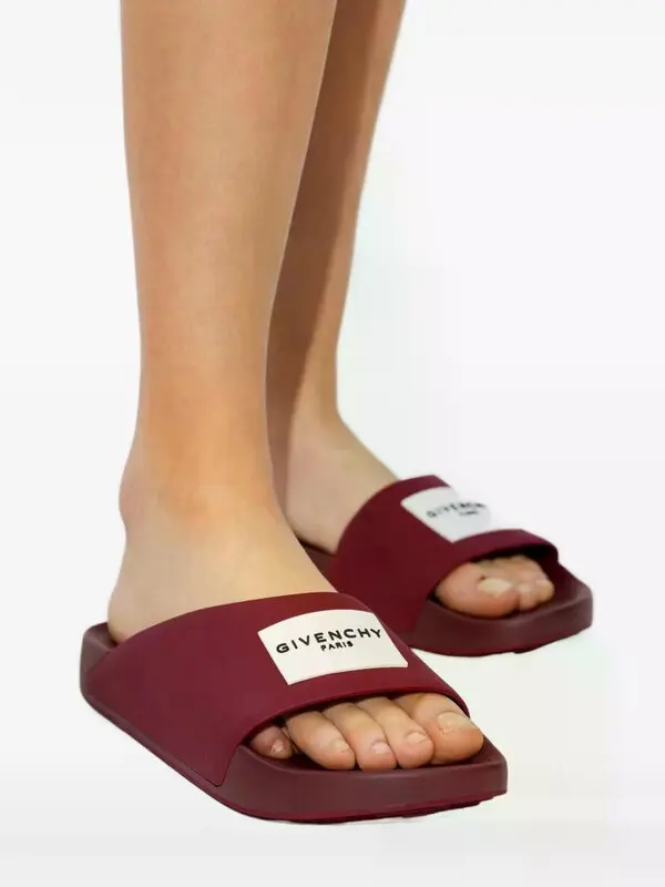 Givenchy Logo-patch Slides - Red