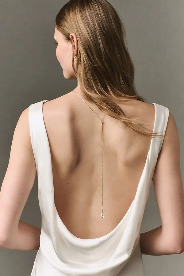 A.B. ELLIE Studio Bride Collection Crystal Pearl Bolo Necklace - Gold