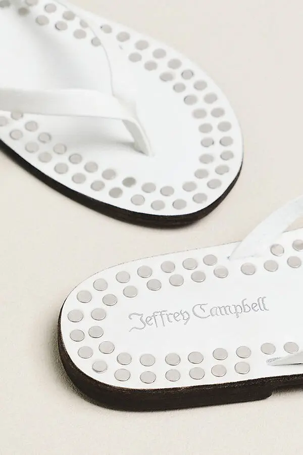 Jeffrey Campbell Katra Studded Flip-flops - White