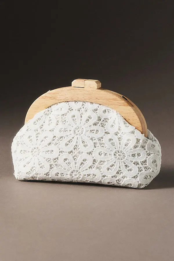 OLGA BERG Bonnie Lace Clutch - White