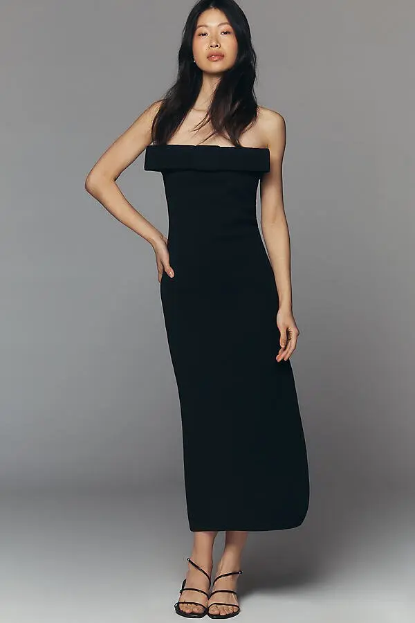 Endless Rose Knit Strapless Midi Dress - Black