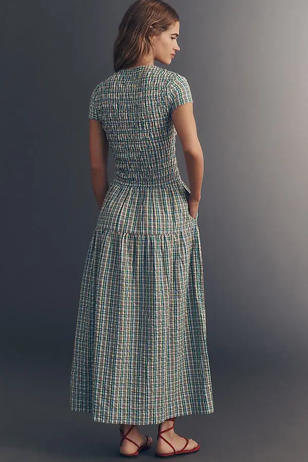 DAMSON MADDER Cotton Smocked Midi Dress - Multi