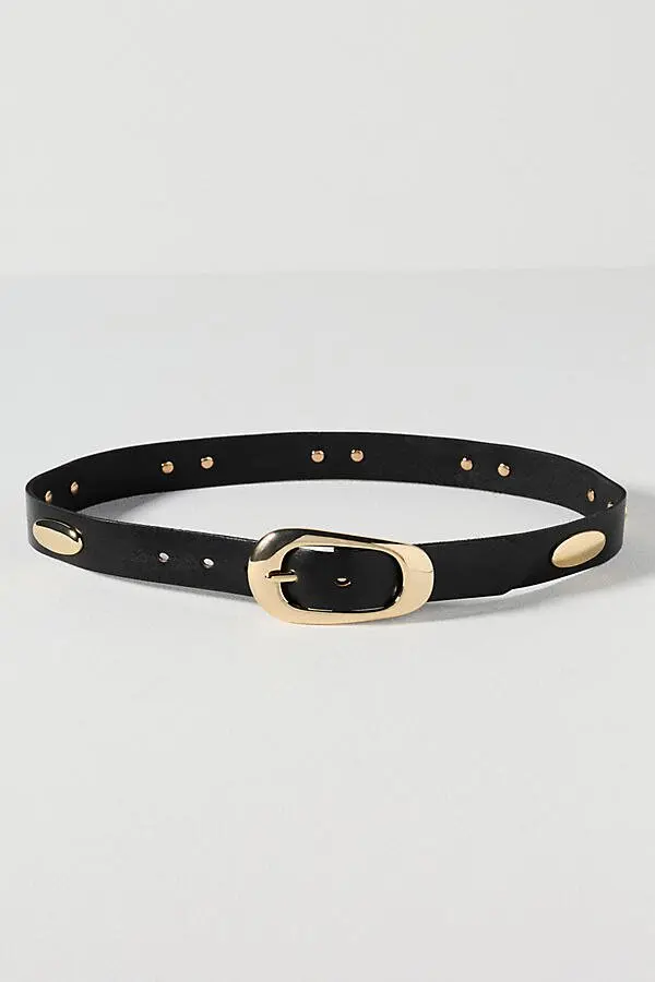 Anthropologie Leather Studded Belt - Black