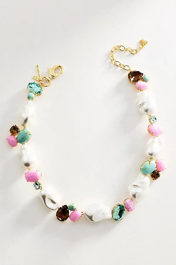 Lele Sadoughi Pearl Cluster Necklace - Seafoam Iris