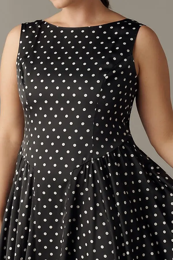 Lulus Renee Sleeveless Polka Dot Midi Dress - Black/White | Editorialist