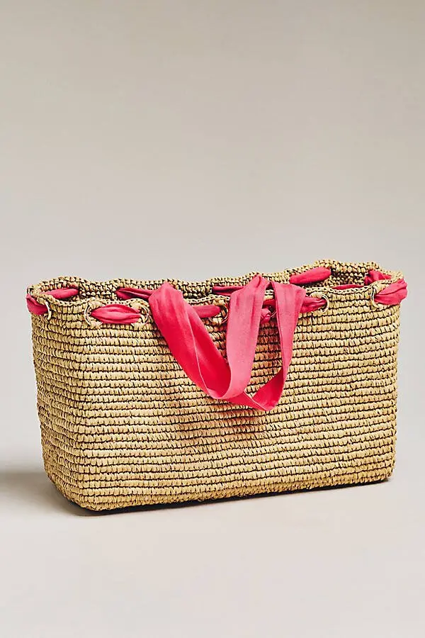 SENSI STUDIO Rectangular Toquilla Straw Bag