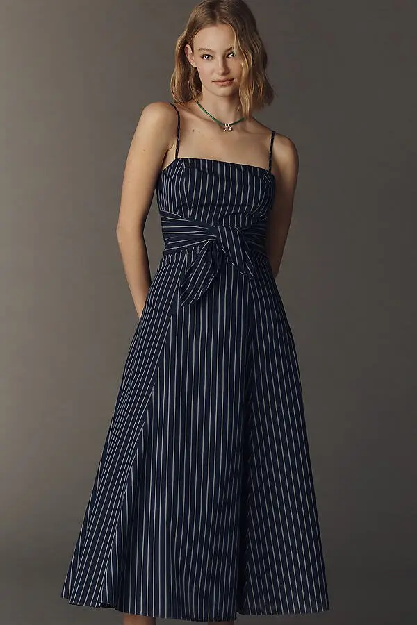 Derek Lam 10 Crosby Zandra Sleeveless Midi Dress - Blue Stripe