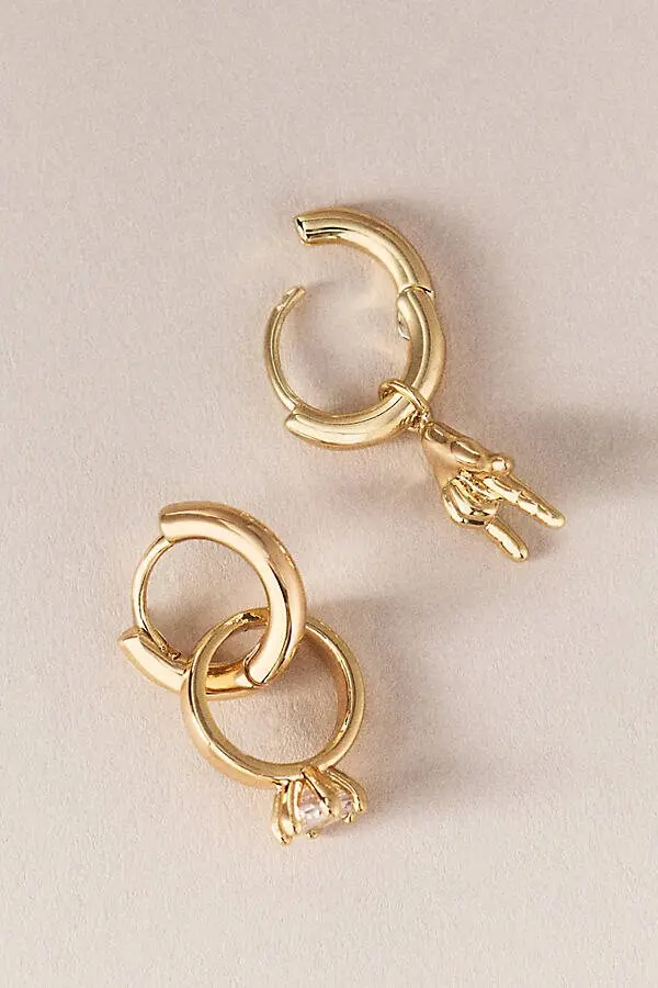 Anthropologie Ily Charm Hoop Earrings - Gold