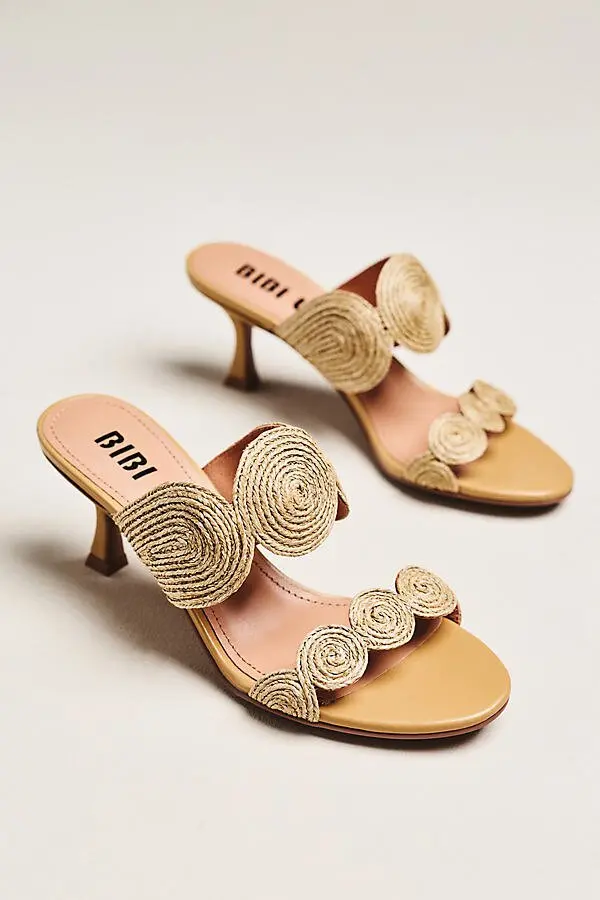 BIBI LOU Raffia Double-strap Mules - Natural