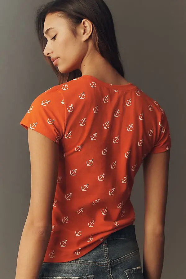 Maeve Jane Tee With Anchor Print - Red