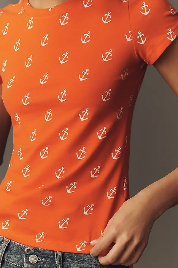 Maeve Jane Tee With Anchor Print - Red