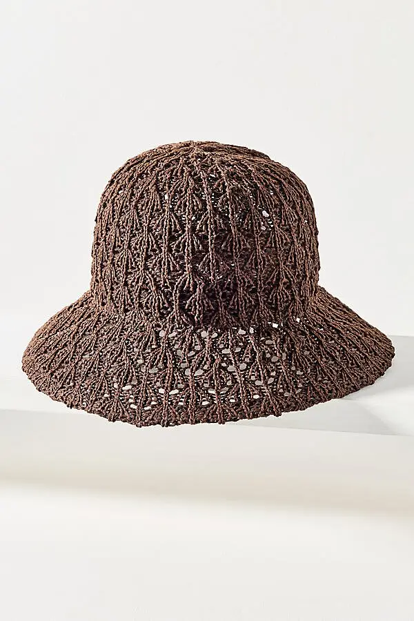 Anthropologie Crochet Bucket Hat - Brown