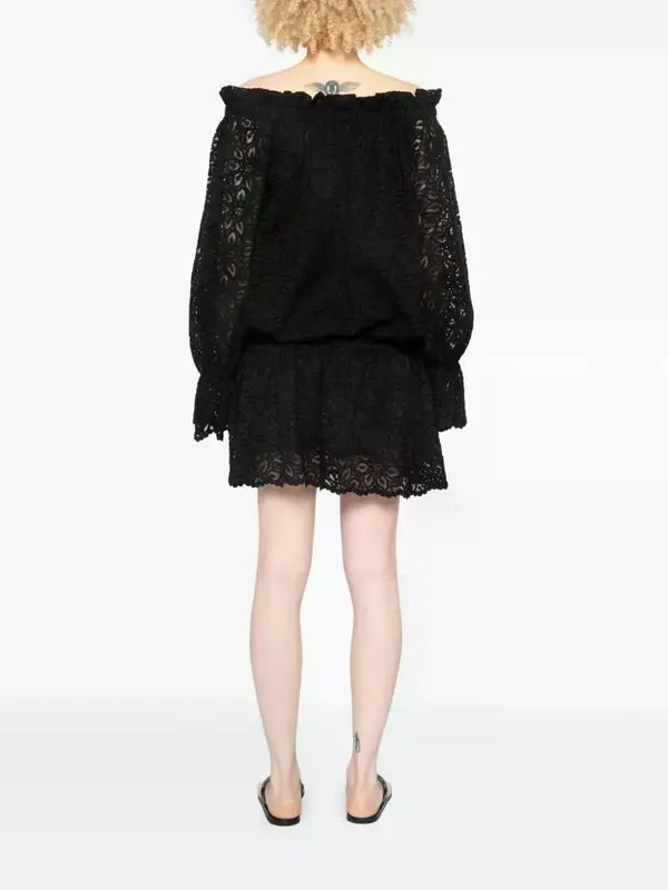 LES FILLES D'EVA Ruffled Lace Mini Dress - Black