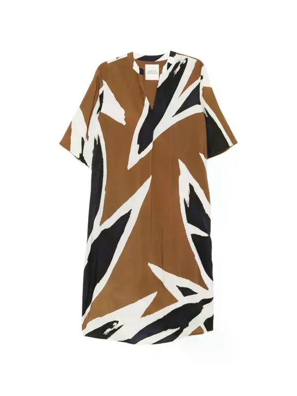 MARYAN MEHLHORN Abstract-pattern Midi Dress - Brown
