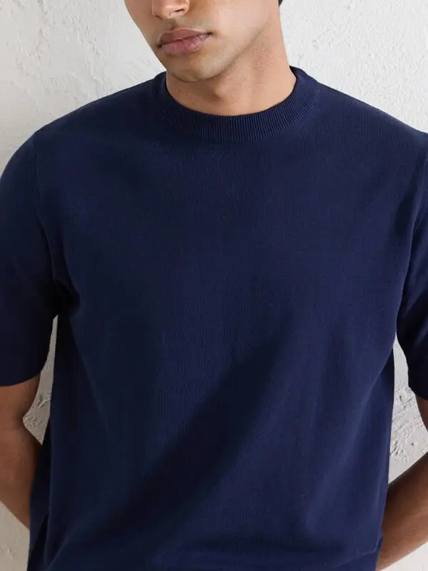 DE PETRILLO Knitted Cotton T-shirt - Blue