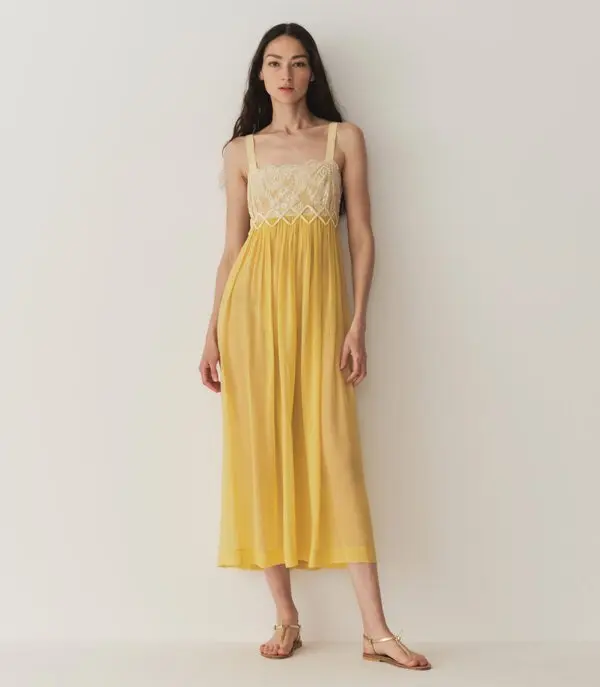 HMD Analia Silk Georgette Dress - Dandelion Yellow