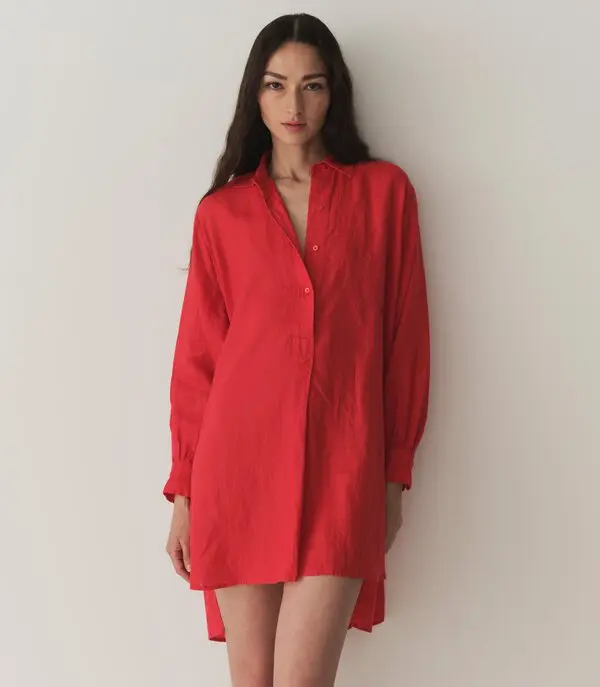HMD Jora Linen Shirt Dress - Scarlet