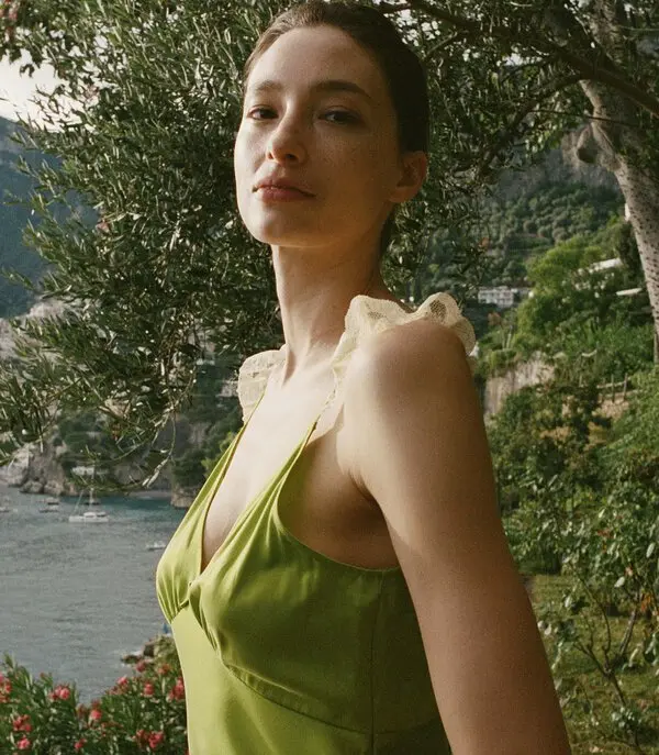 HMD Claire Silk Satin Dress - Chartreuse