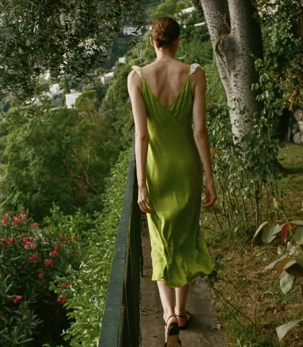 HMD Claire Silk Satin Dress - Chartreuse