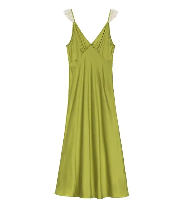 HMD Claire Silk Satin Dress - Chartreuse